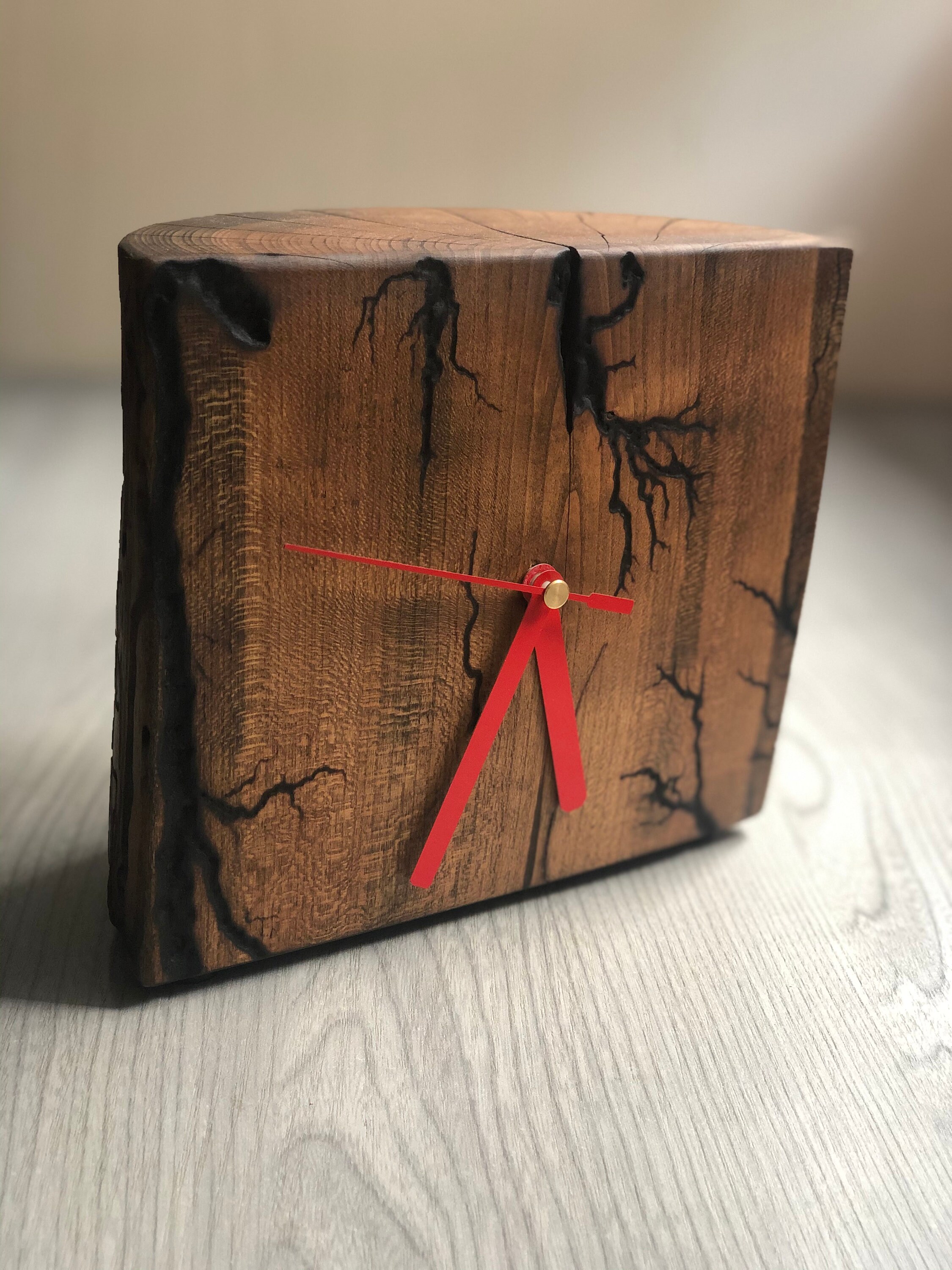 Handcrafted Wooden Clock With Unique Bark Beetle Pattern and Chaotic ...