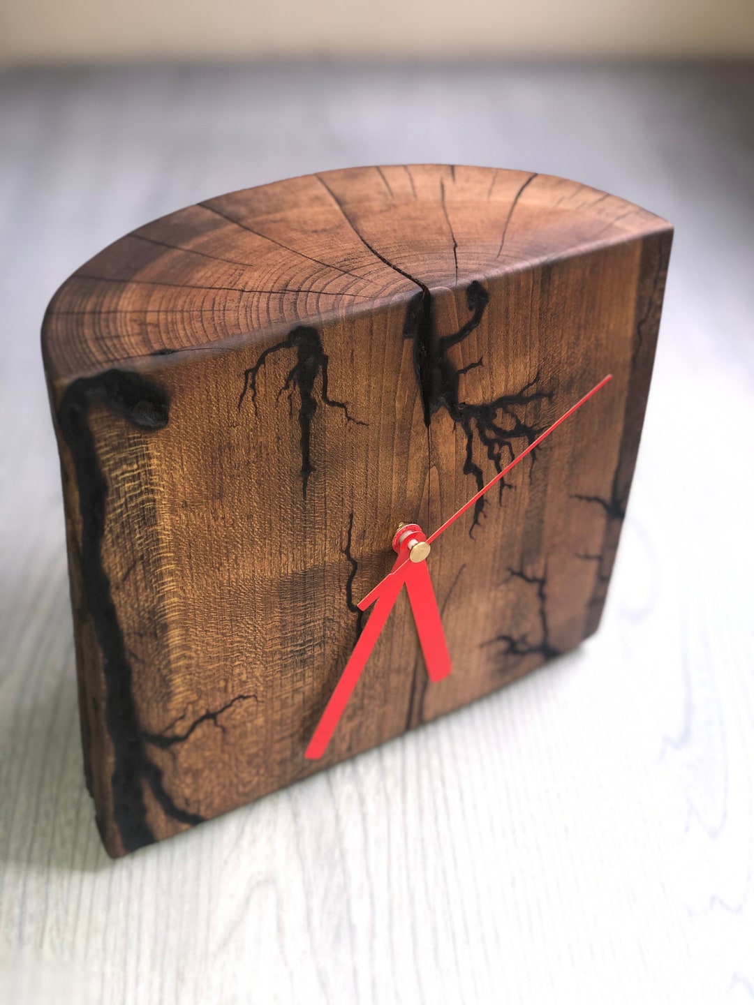 Handcrafted Wooden Clock With Unique Bark Beetle Pattern and Chaotic ...