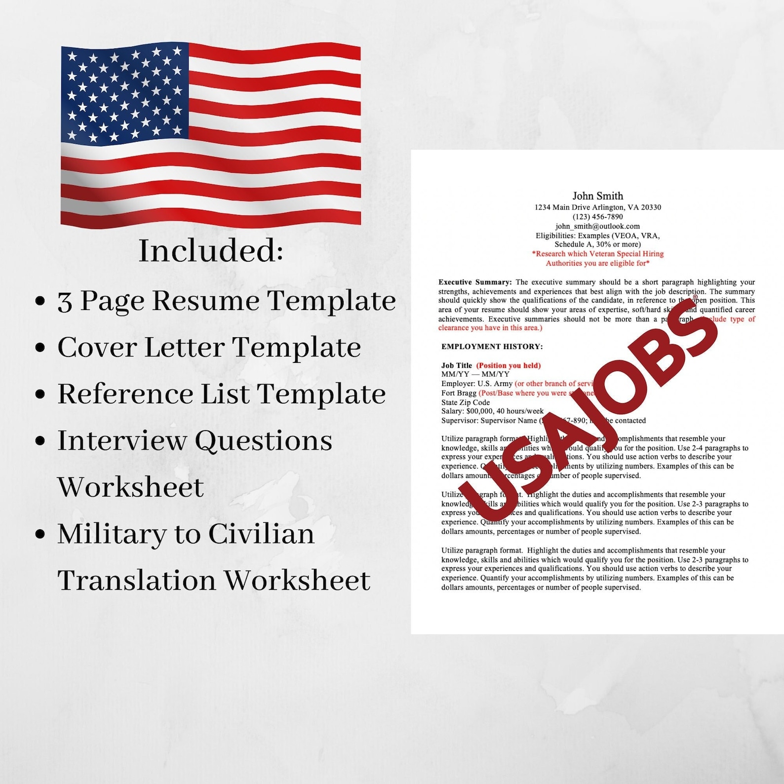 Transitioning Military Federal Resume Template Government - Etsy