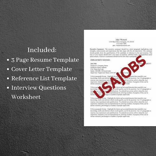 Federal Resume Template Government Resume Template USAJOBS - Etsy