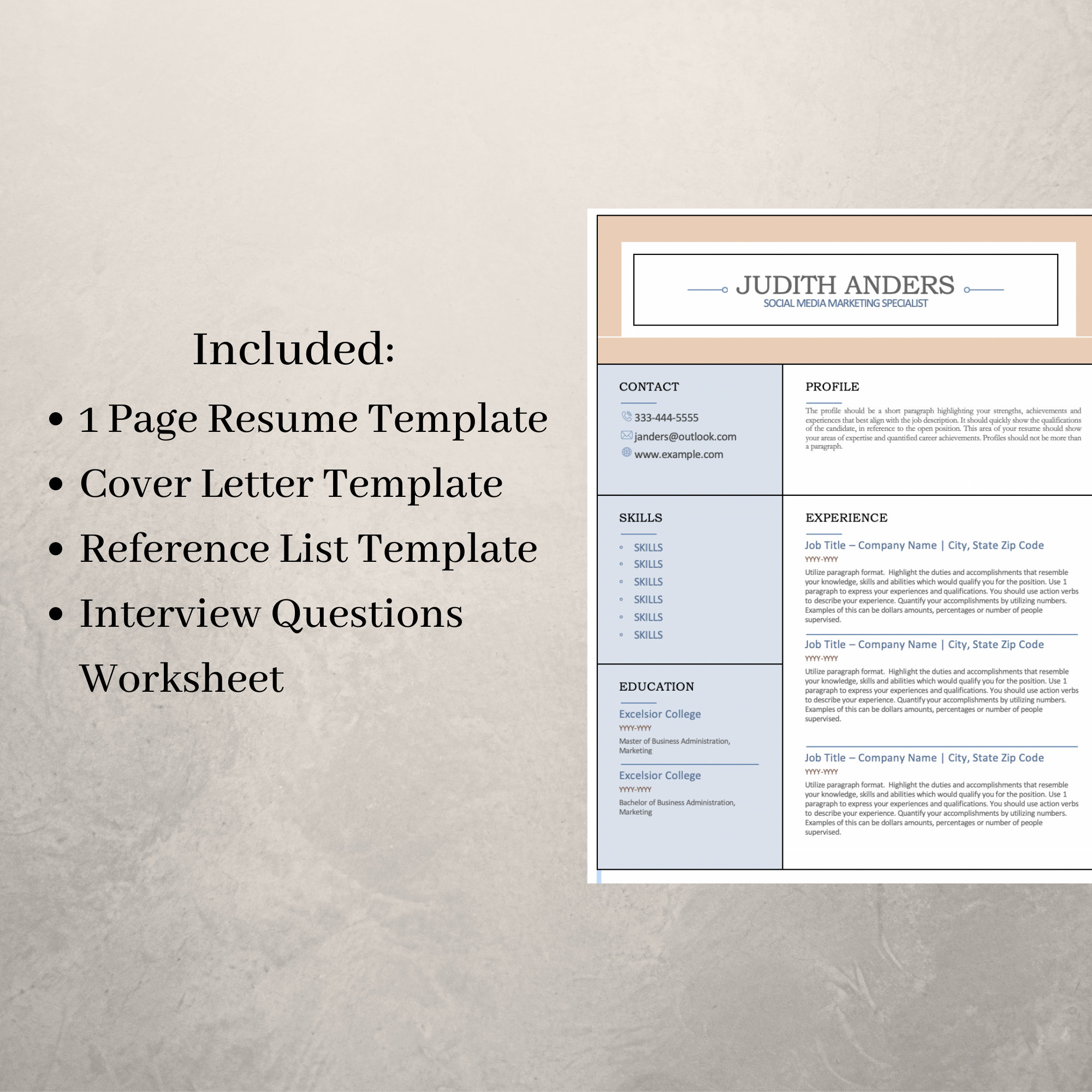 Creative Resume Template - MS Word Instant Download - Etsy