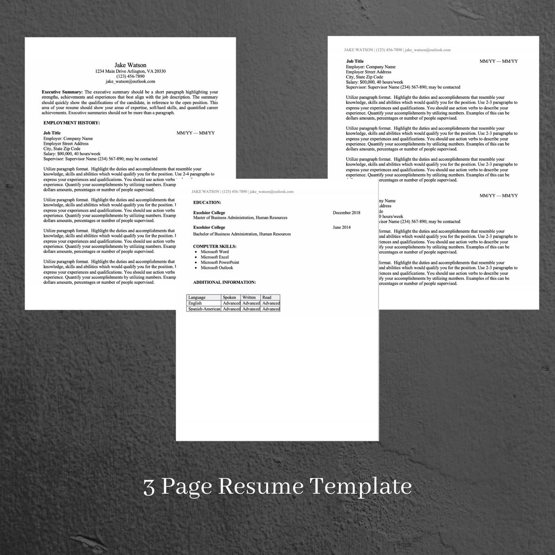 Federal Resume Template | Government Resume Template | USAJOBS Resume ...