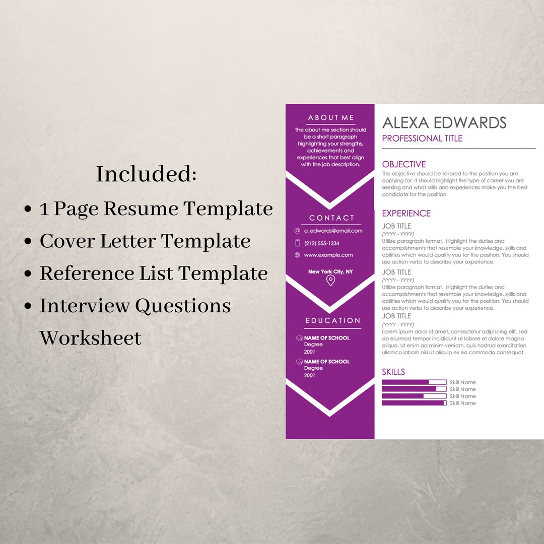 Modern Resume Template MS Word Instant Download Etsy