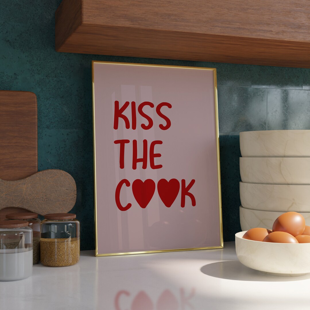 Kiss the Cook Wall Art - Minimalist Print - Trendy Print - Kitchen ...