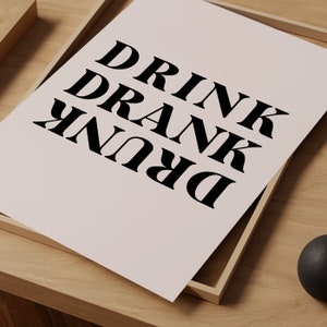 Drink Drank Drunk Print - Bar Cart Wall Decor - Drinking Print - Bar ...