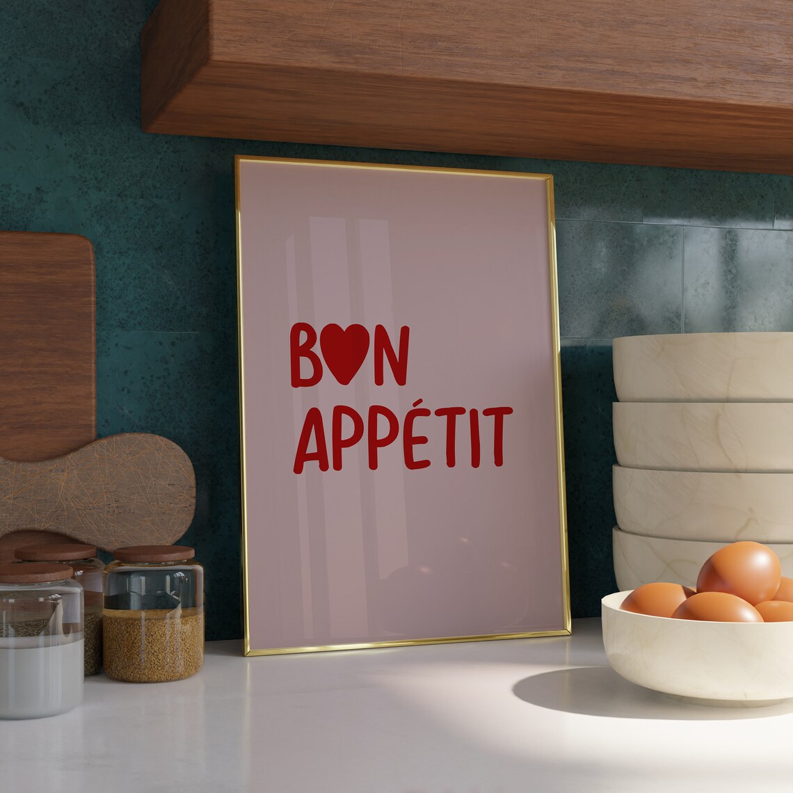 Bon Appetit Wall Art - Bon Appetit Print - Kitchen Prints - Minimalist ...
