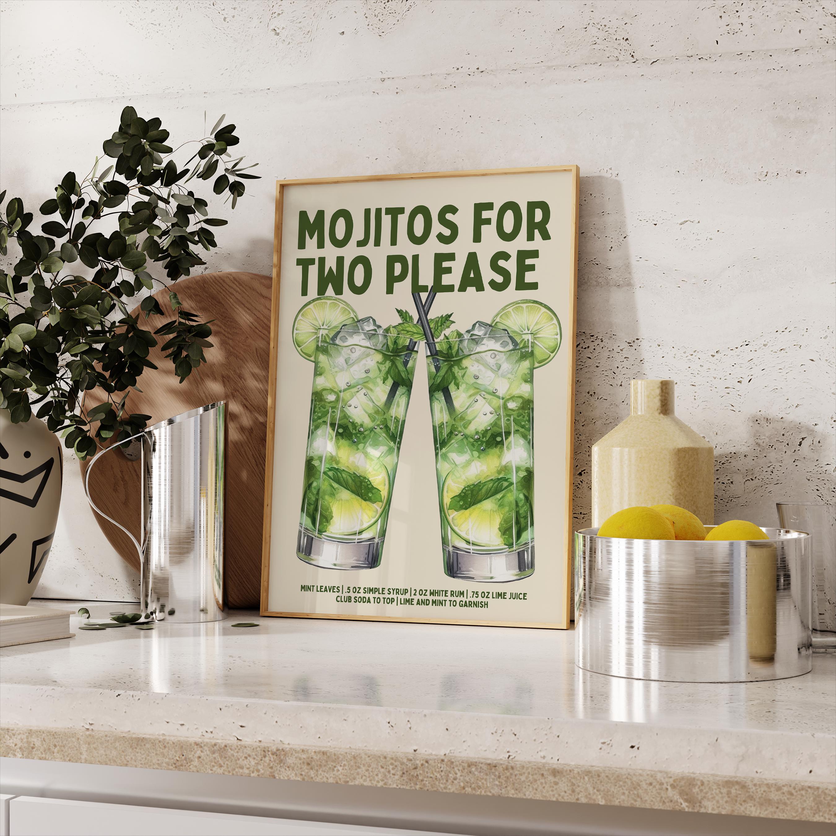 Mojito Print - Mojito Wall Art - Cocktail Print - Recipe Print - Bar ...
