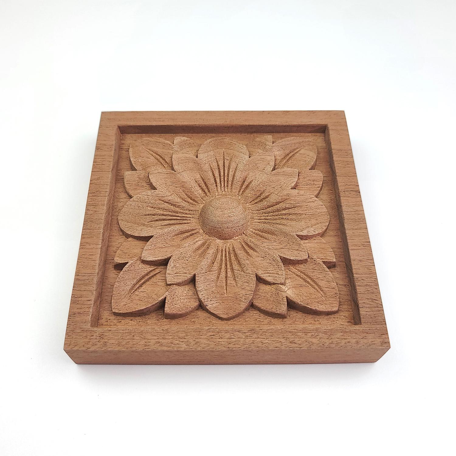 PAIR of Wood Carved Square Architrave Blocks Plinth, Available in 6 ...