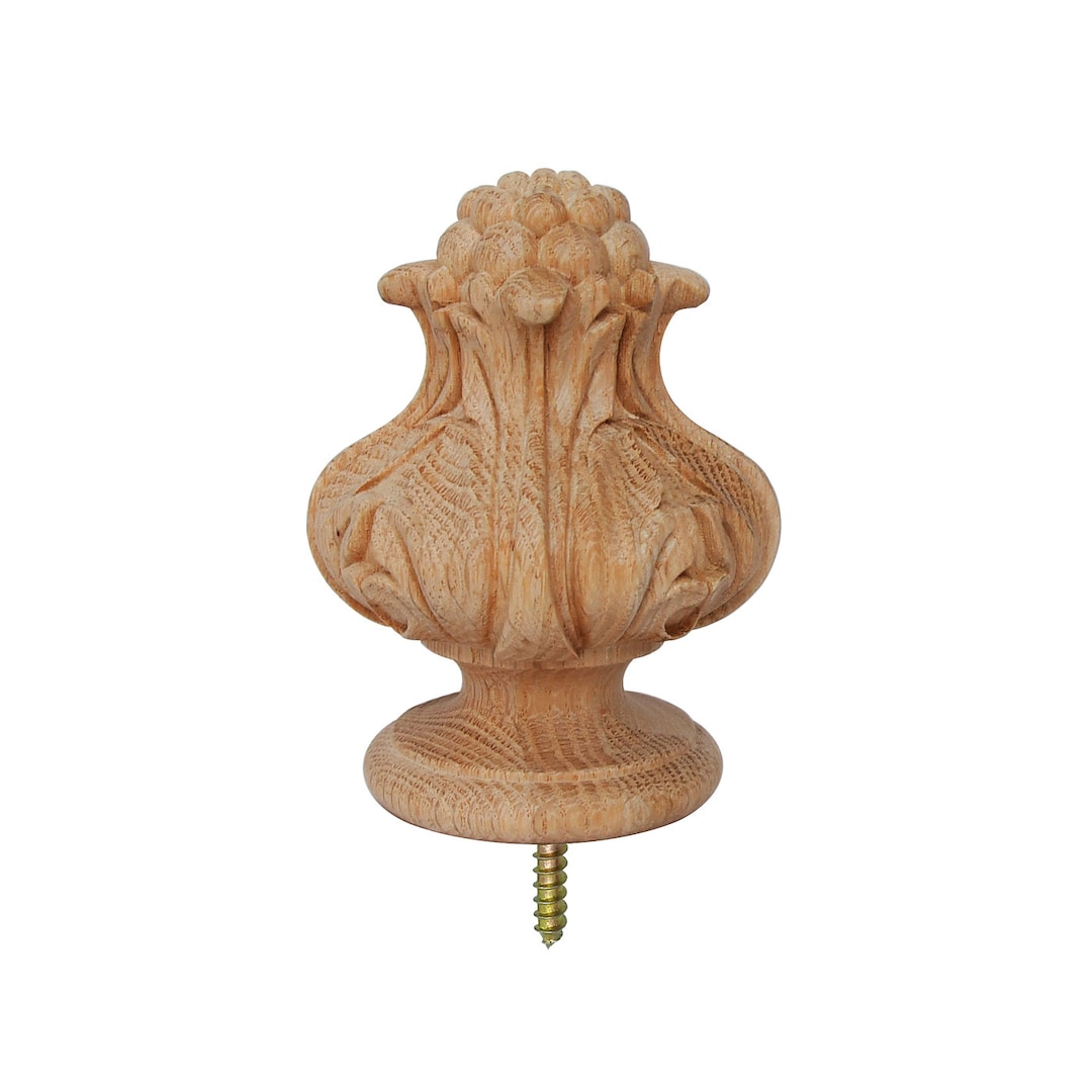 PAIR of Elegant Curved Wood Carved 5-1/8"h Lotus Post Finials - Etsy
