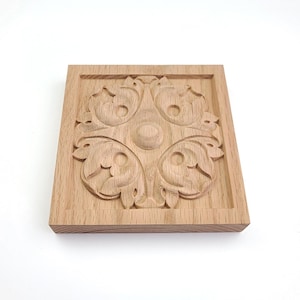 PAIR of Wood Carved Square Architrave Blocks Plinth, Available in 6 ...