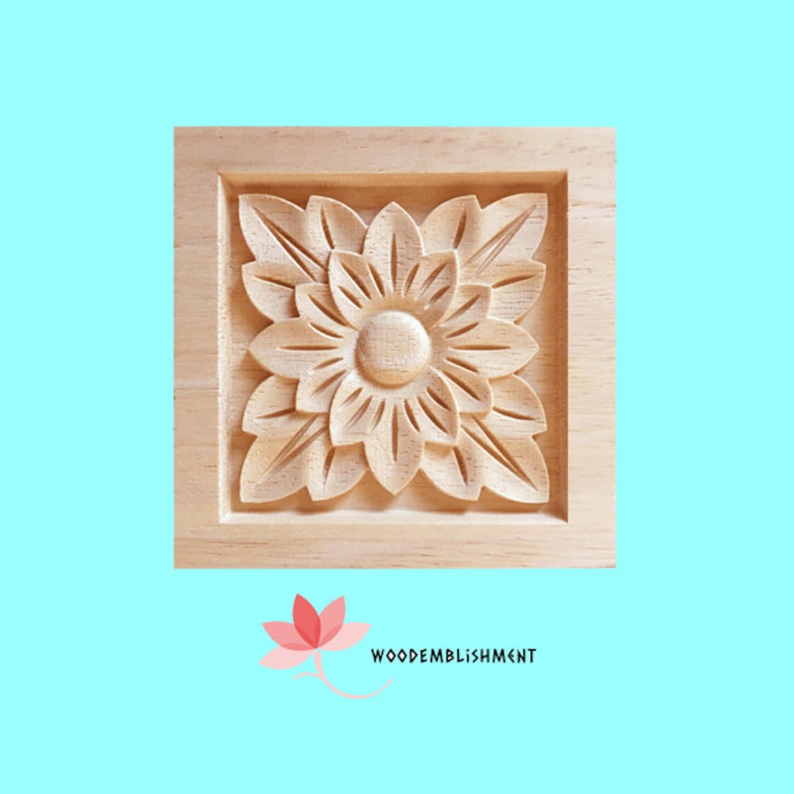 Wood Carved Square Rosette Applique Section 4 | Etsy