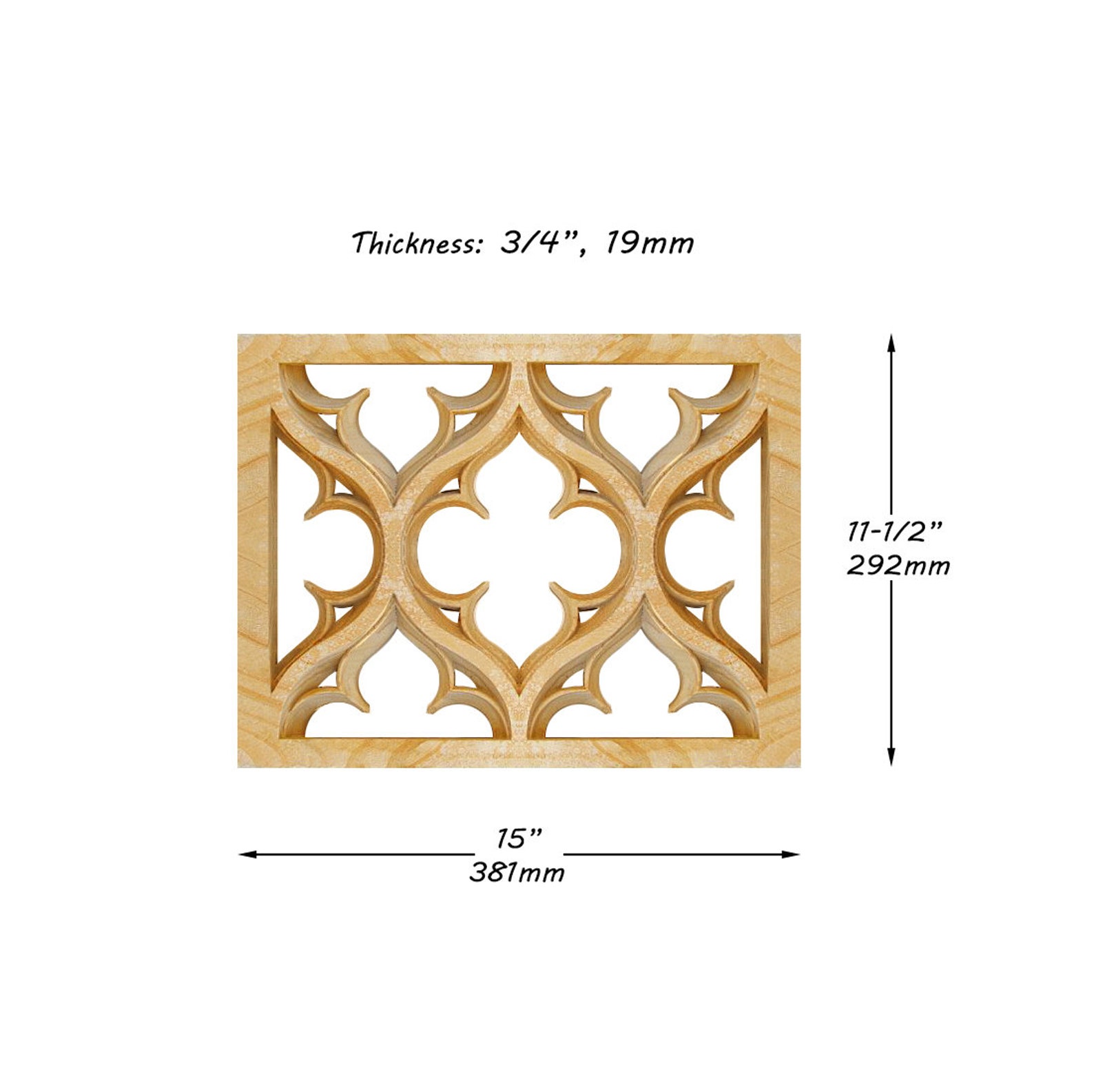 Wood Carved Gothic Tracery Screen Panels for Furniture, Window and ...