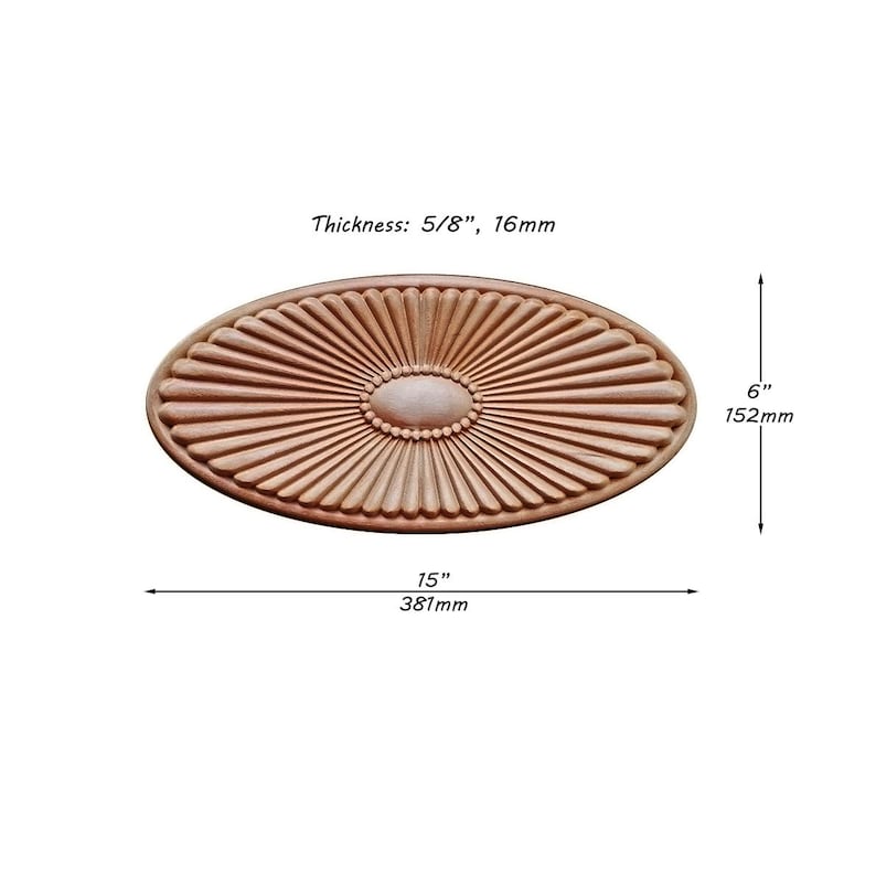 PAIR of Wood Carved Radiant Gem Oval Rosettes, Rosettes for Mantel ...
