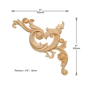 PAIR of Wood Carved Scrolled Leaf & Rose Corner Appliques for Panel ...