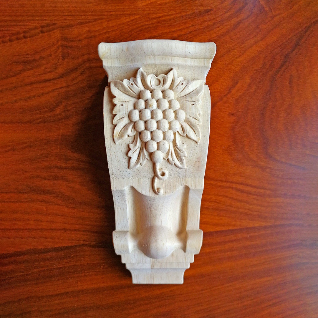 Wood Carved Grape Corbels, 3-7/8"wx2-3/8"dx7-7/8"h, Single, Unfinished ...