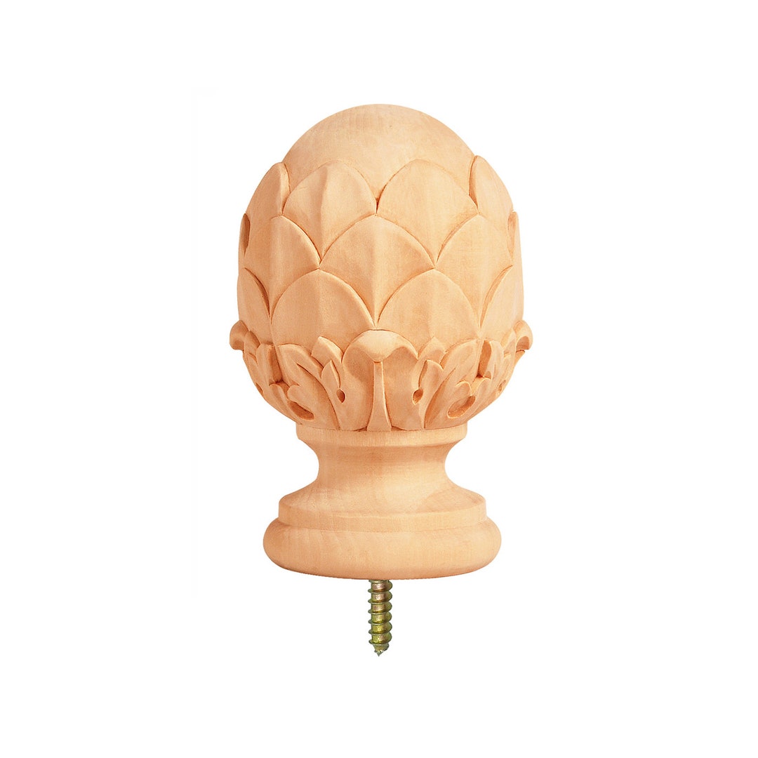 PAIR of Traditional Acanthus Pineapple Finials for Stair Post, Curtain ...