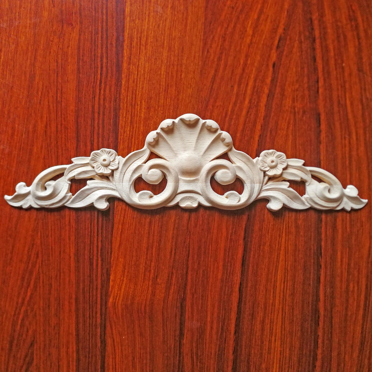APLH-1004 Floral Shell Carved Wood Applique - Etsy