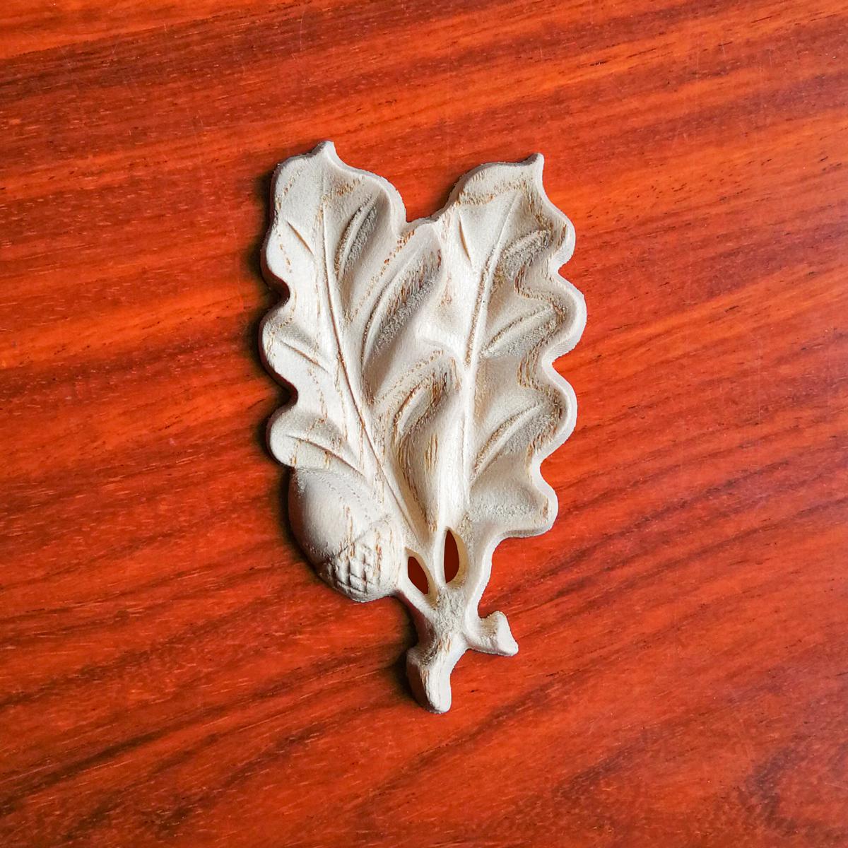 Pair of Wood Carved Mini Acorn Leaf Appliques, Furniture Onlay, 1-5/8 ...