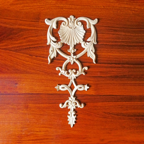 Wood Carved Leaf Shell Scroll 18w Applique - Etsy