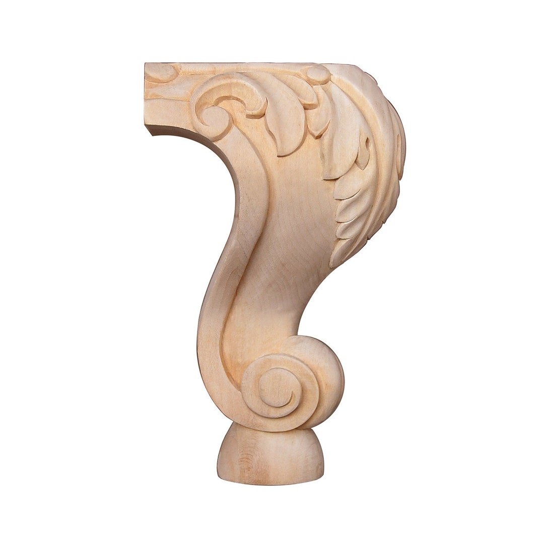 PAIR of French Style Leaf Scroll Carved 6"high Wood Carved Bun Feet ...