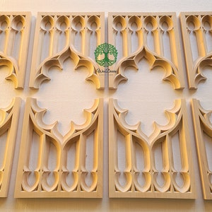 PAIR of PNL-33 Gothic Style Wood Carved Screen Arch Panels for ...