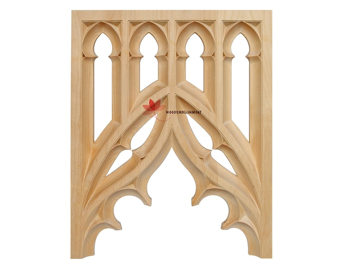 PNL-40 Wood Carved Gothic Screen Arch Panel for Furniture and Waiscot ...