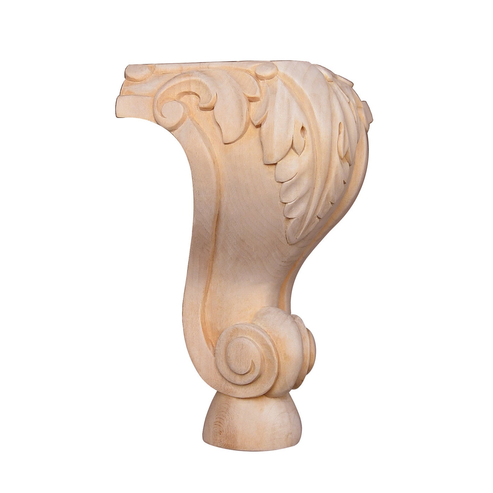 PAIR of French Style Leaf Scroll Carved 6"high Wood Carved Bun Feet ...