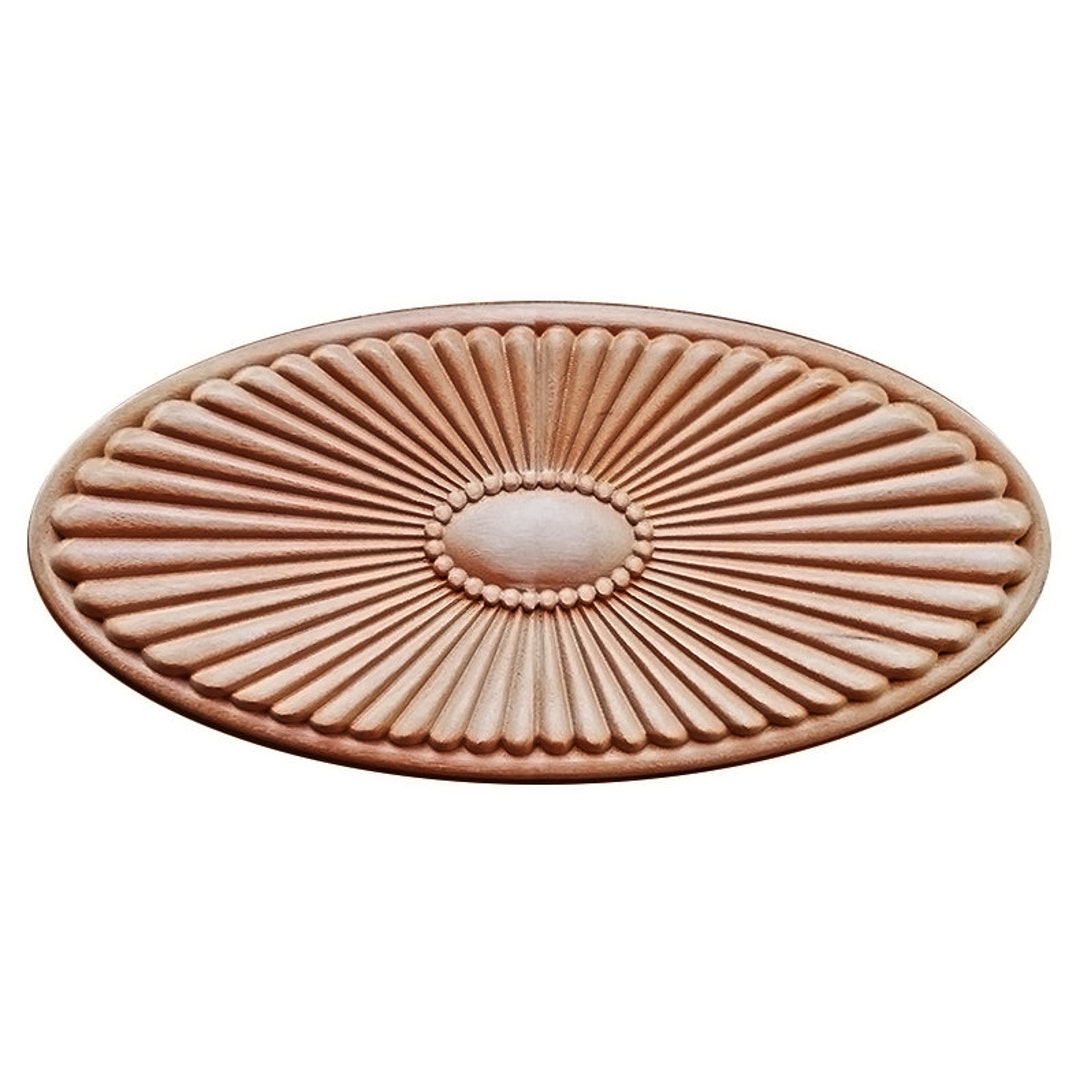 PAIR of Wood Carved Radiant Gem Oval Rosettes, Rosettes for Mantel ...