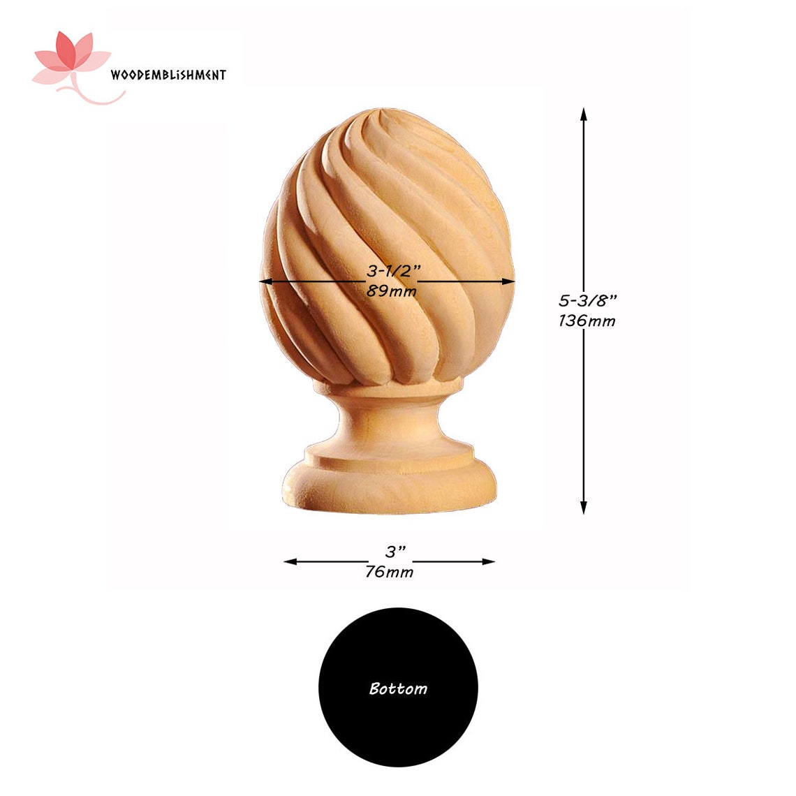 5-3/8h Ribbed Spiral Finial for Stair Post and Curtain - Etsy