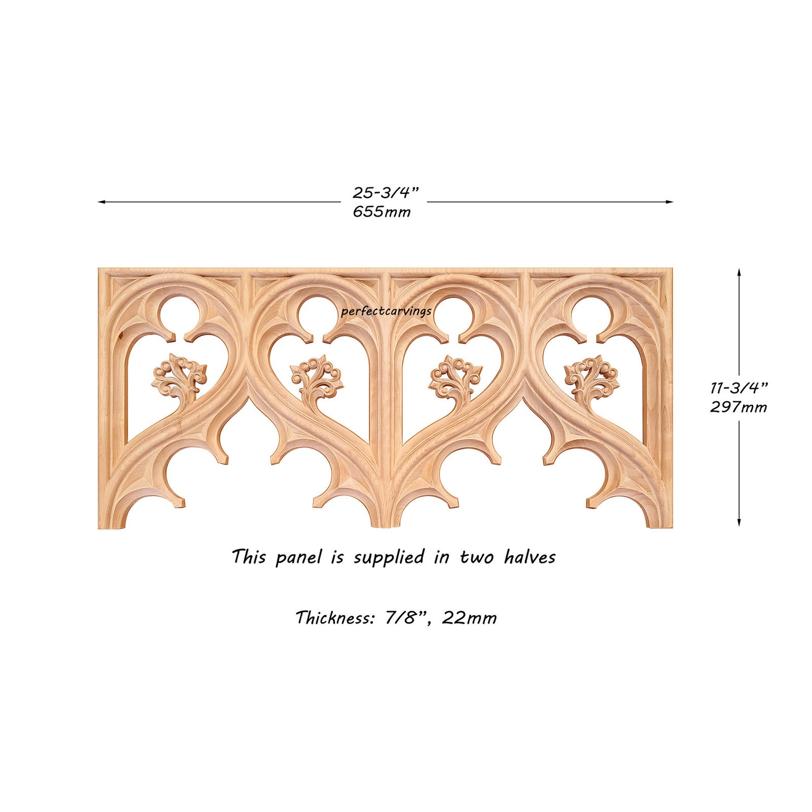 PNL-38 Gothic Scroll Carved Wood Screen Panels for Furniture, Window ...