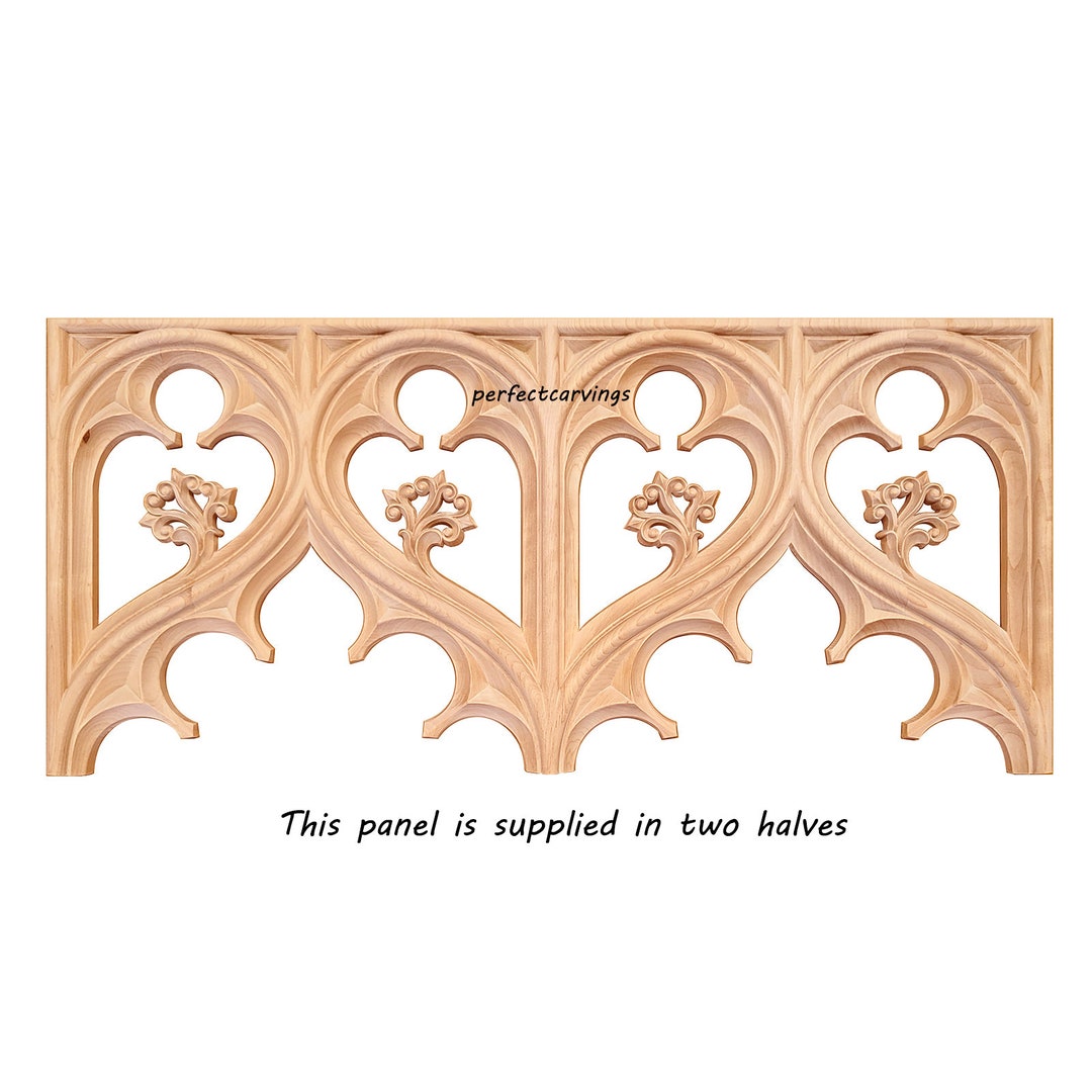 PNL-38 Gothic Scroll Carved Wood Screen Panels, Available in 2 Sizes - Etsy