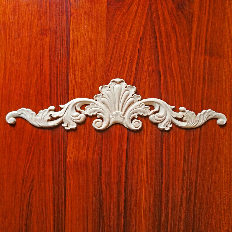 APLH-1002 Shell Scrolled Leaf Carved Wood Applique | Etsy