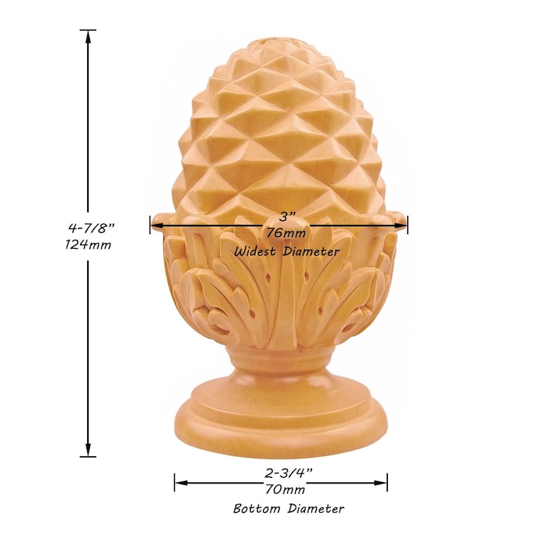 PAIR of Acanthus Pinecone Carved Wood Finials for Stair Post and ...