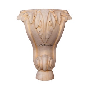 PAIR of French Style Leaf Scroll Carved 6"high Wood Carved Bun Feet ...