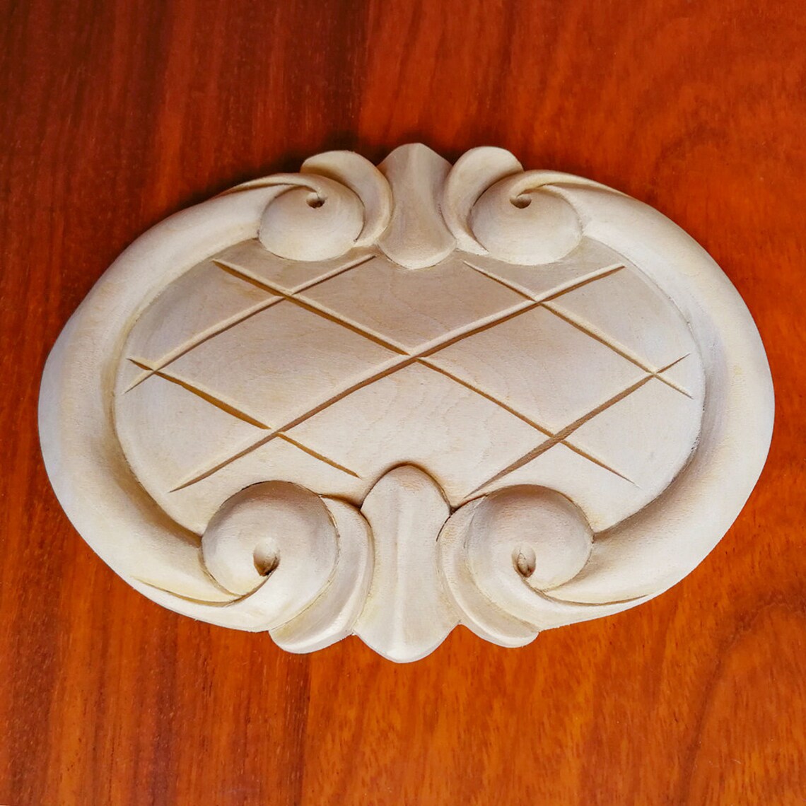Wood Carved Small Oval 4-5/8wx3-1/2h Onlay - Etsy