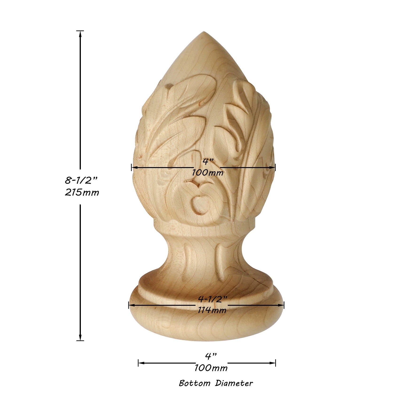 Vivid Spiral Leaf Wood Carved Finial for Posts, Available in 2 Sizes - Etsy