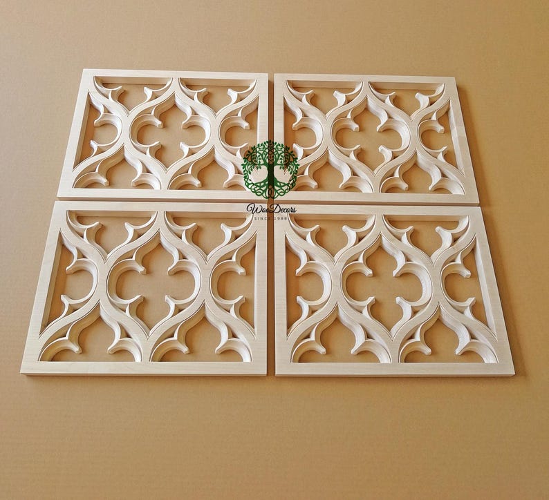 Wood Carved Gothic Tracery Screen Panels for Furniture, Window and ...