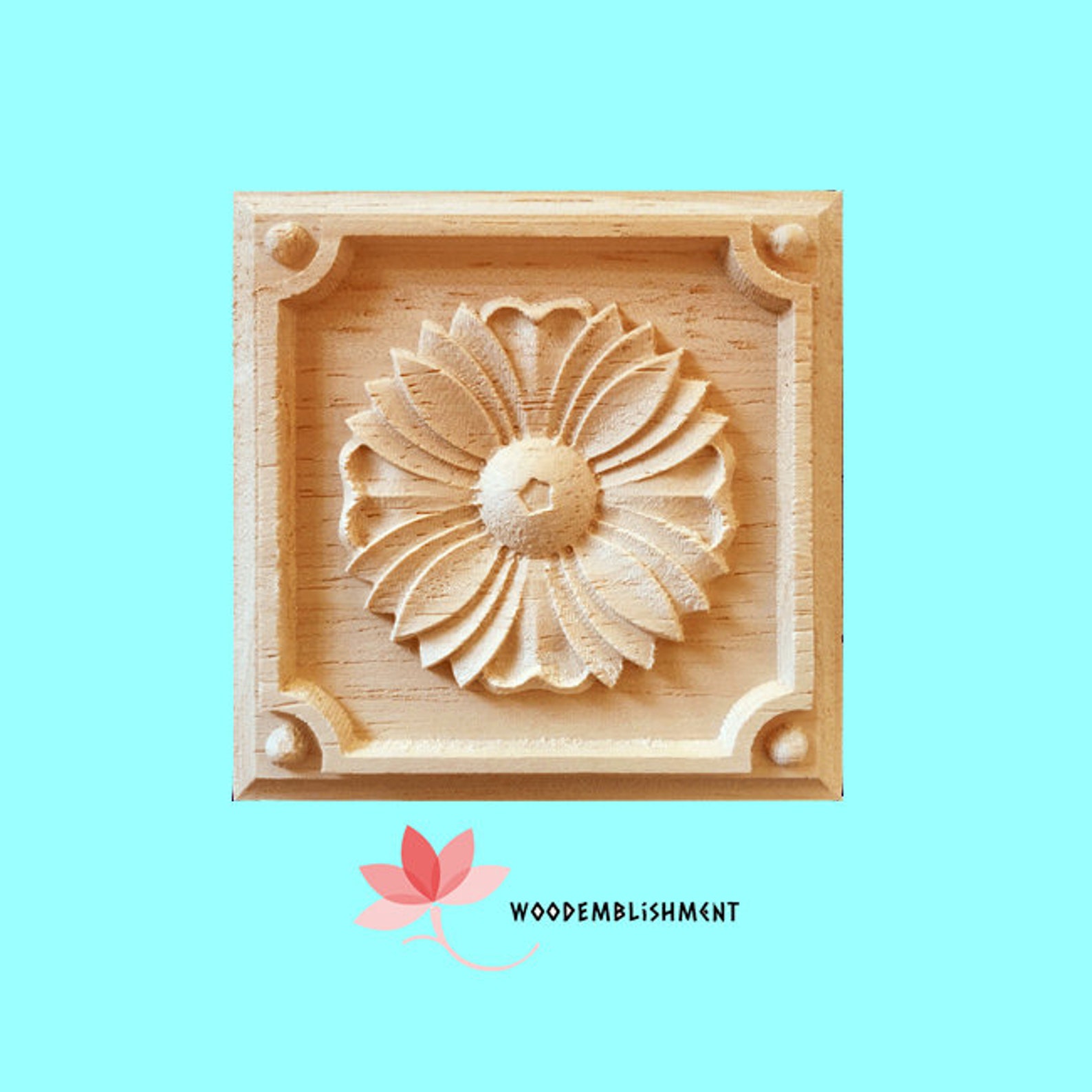 Wood Carved Square Rosette Applique Section 3 - Etsy