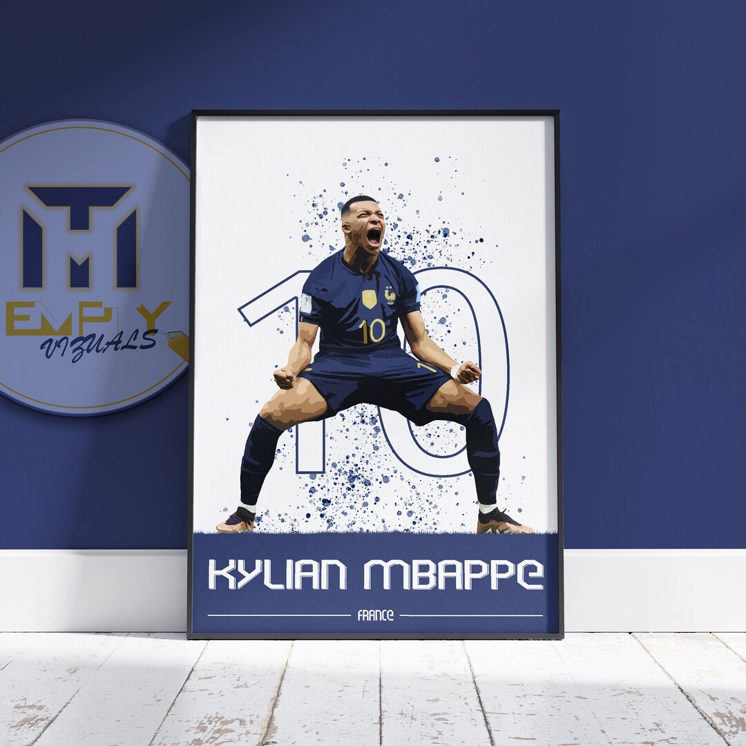 Kylian Mbappe 10 France 2022 World Cup Football Illustration Physical ...