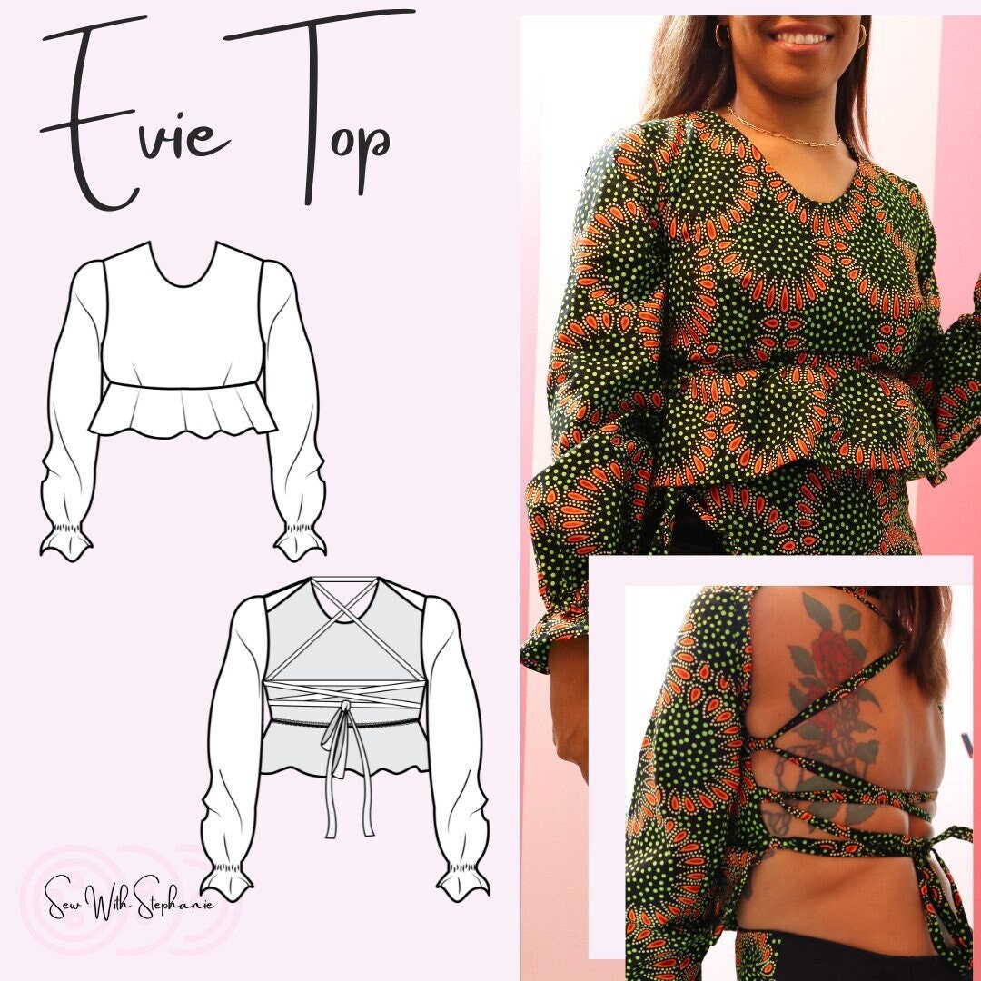 Evie Tie Up, Open Back Top - PDF With Tutorial - Etsy