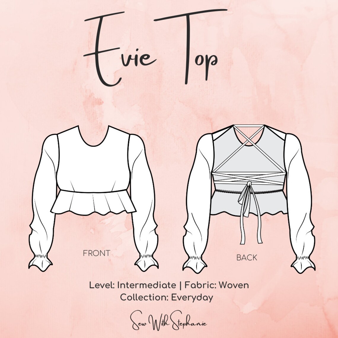 Evie Tie Up, Open Back Top - PDF With Tutorial - Etsy