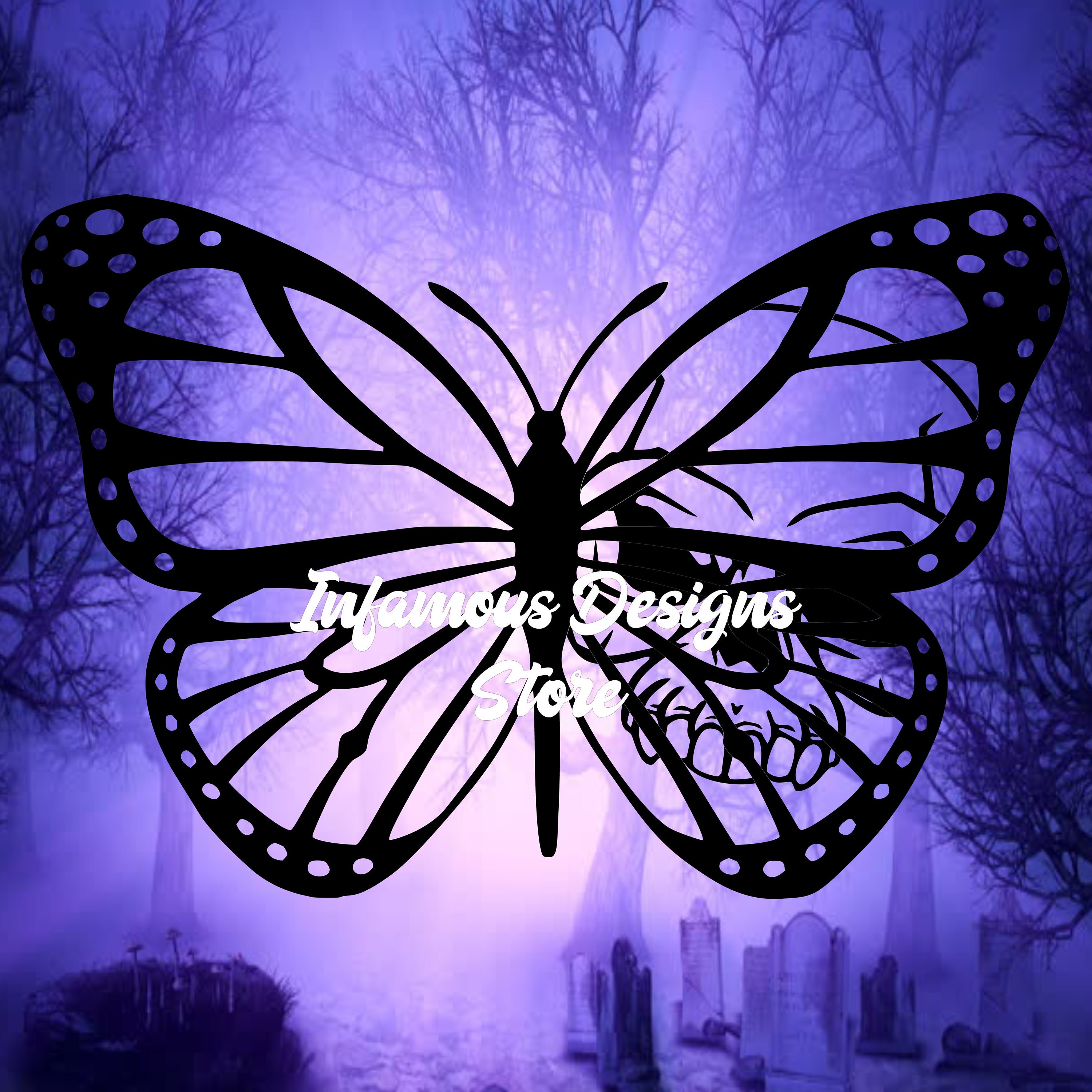 Skull Butterfly Skullfly SVG PNG & More Skull Butterfly | Etsy