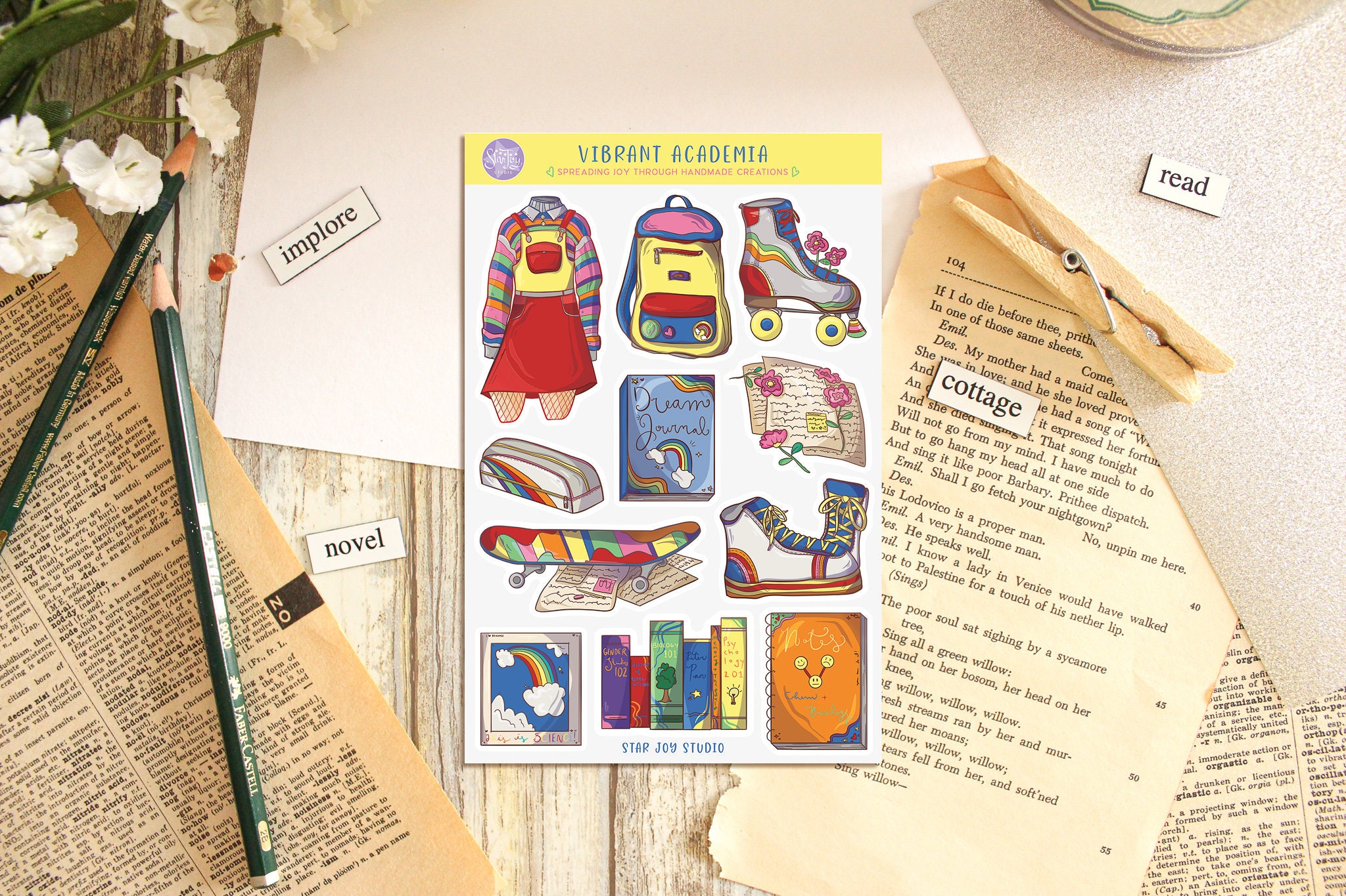 Vibrant Academia Sticker Sheet Bullet Journal Stickers - Etsy Canada