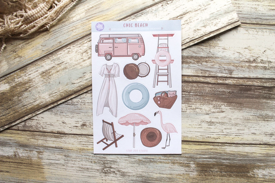 Chic Beach Sticker Sheet Bullet Journal Stickers Planner - Etsy Canada