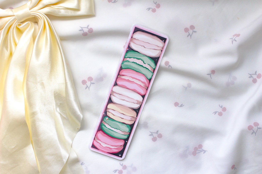 Sweet Pastel Macarons Laminated Bookmark Coquette Bow Stationery Cute ...