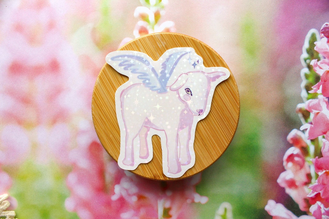 Angelic Goat Ethereal Aesthetic Holographic Die-cut Sticker Waterproof ...