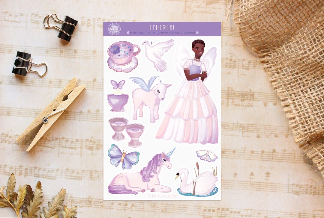 Ethereal Aesthetic Sticker Sheet Journal Stickers, Planner Stickers ...