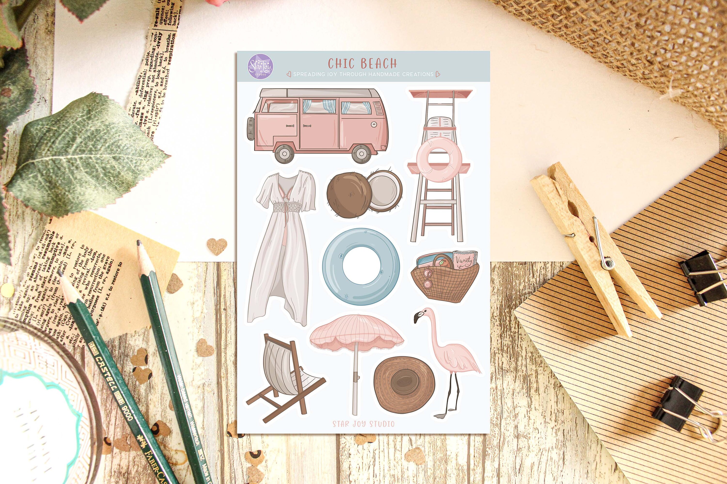 Chic Beach Sticker Sheet Bullet Journal Stickers Planner - Etsy Canada