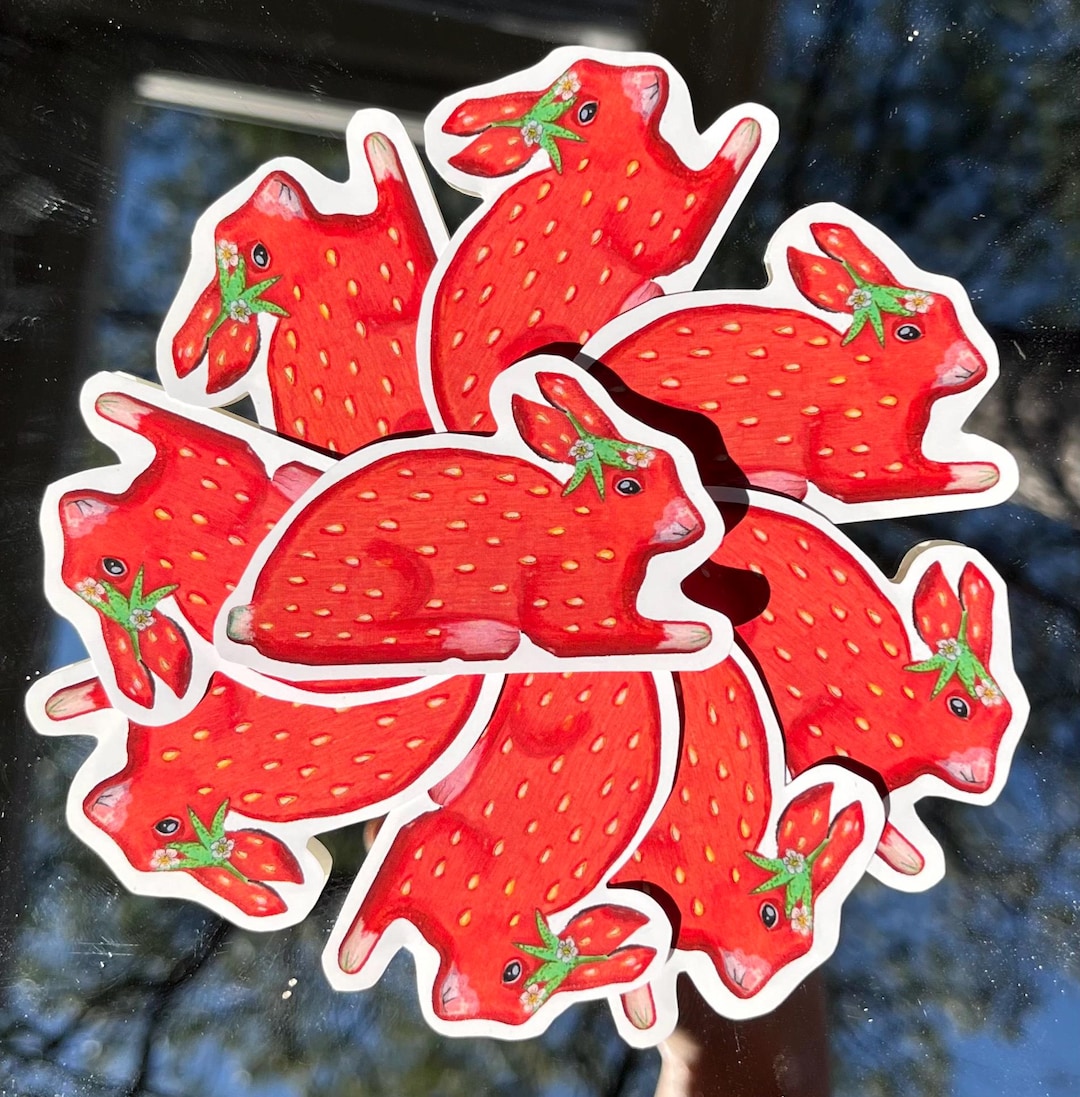 Strawbunny Sticker - Etsy