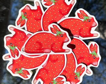 Strawbunny Sticker - Etsy
